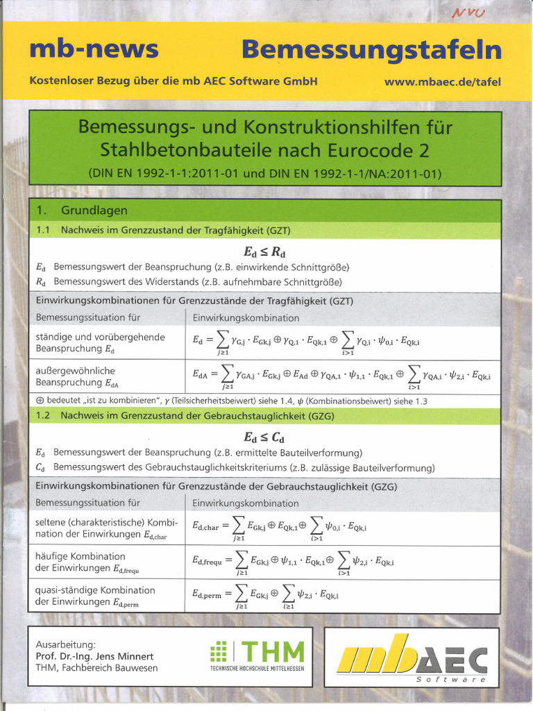 Tabellen DIN EN 1992 | PDF