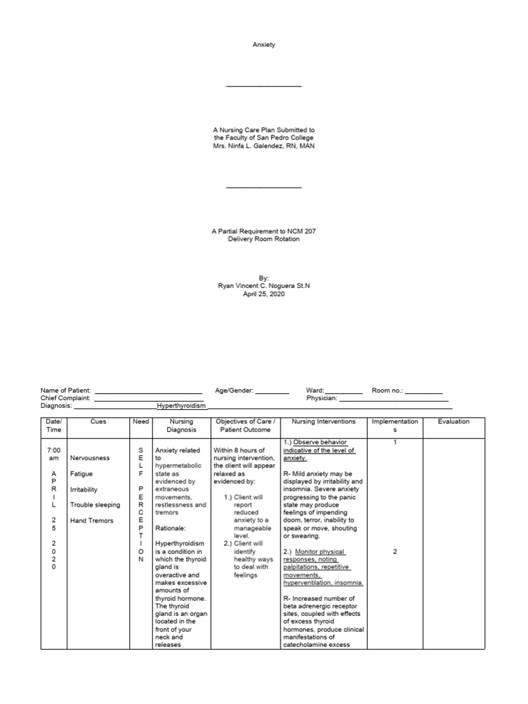 nccp | PDF | Anxiety | Heart