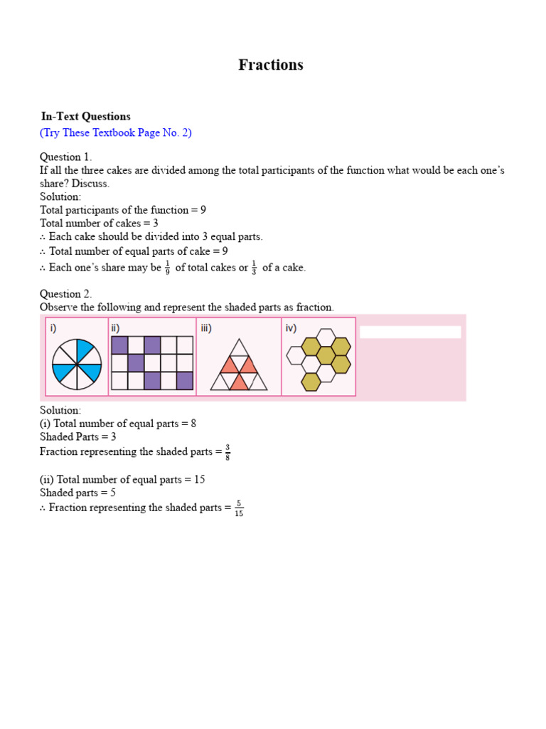 Fractions: In-Text Questions | PDF | Lexicology | Algebra