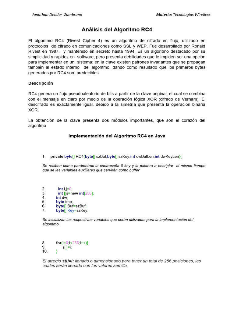 Análisis y Uso de RC4 en Java | PDF | Guerra cibernética | Seguridad