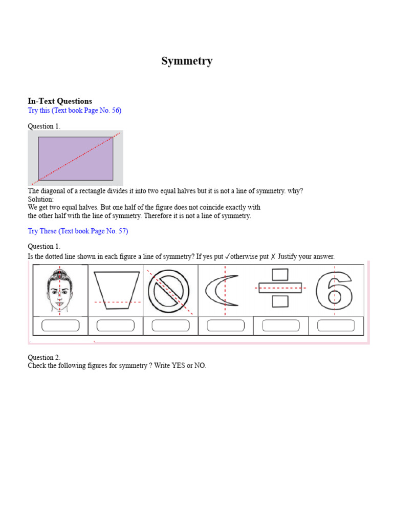 Symme Try: In-Text Questions | PDF | Symmetry | Shape