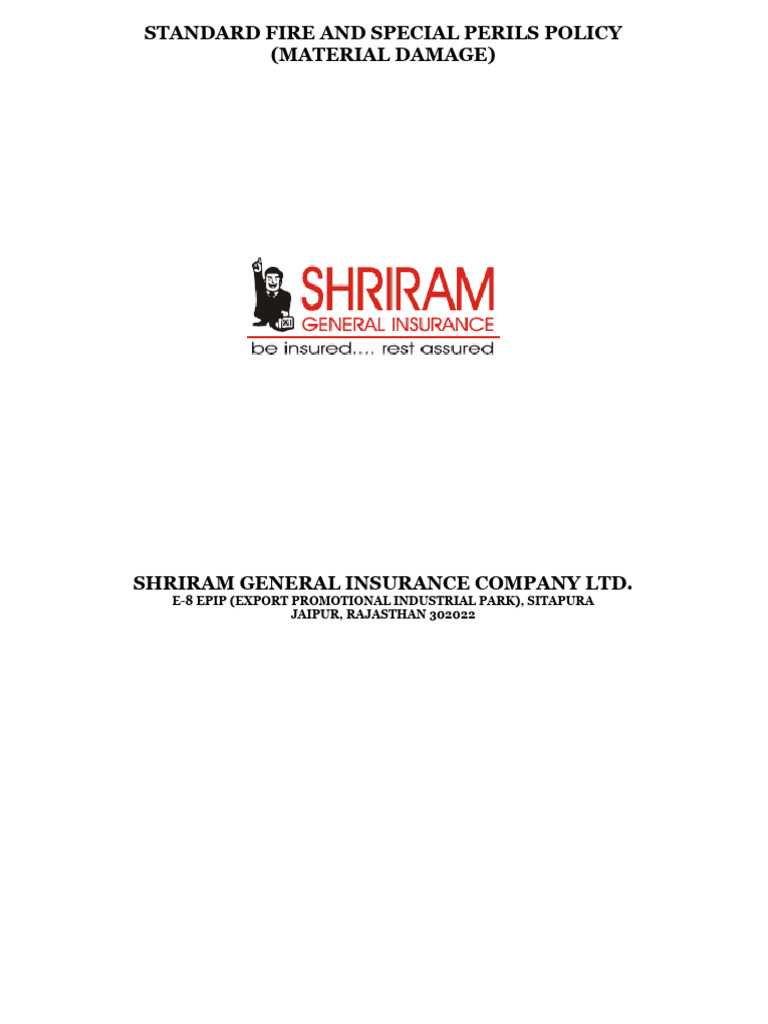 Standard Fire and Special Perils Policy | PDF | Insurance | Indemnity