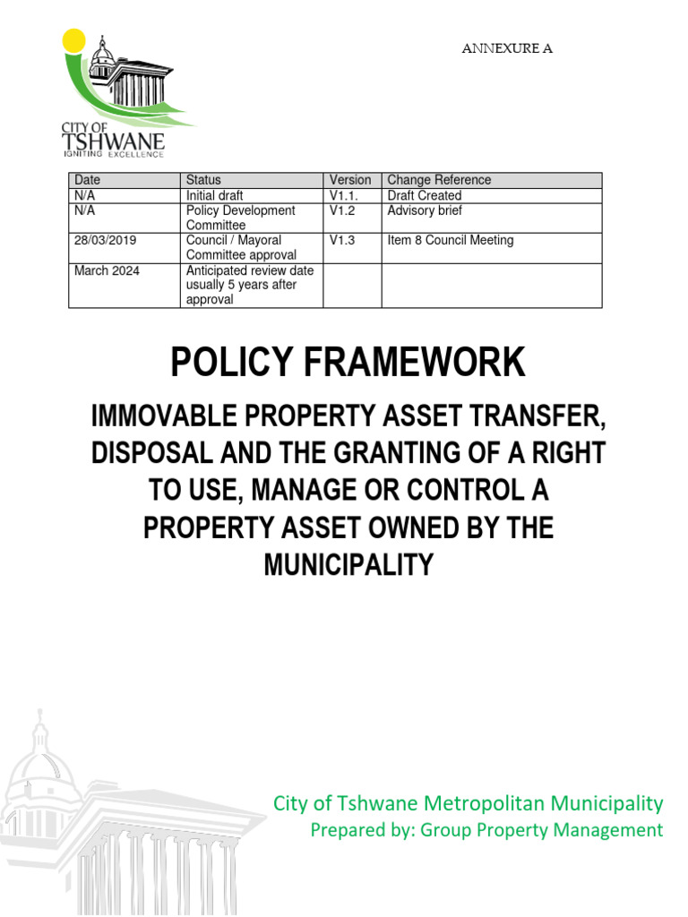 Land Management Policy Approved in March 2019 | PDF | Property | Policy