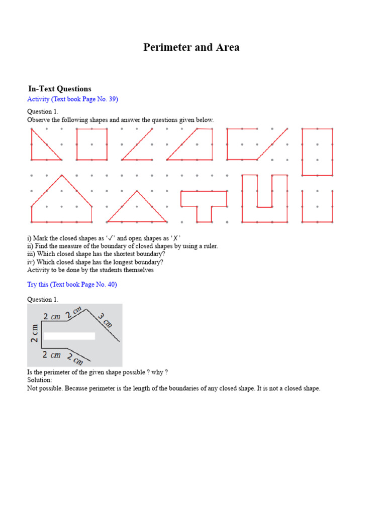 Perimeter and Area Activities | PDF | Area | Length