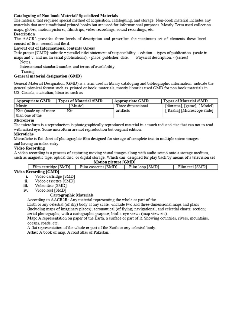 Cataloguing of Non Book Material | PDF | Microform | Video