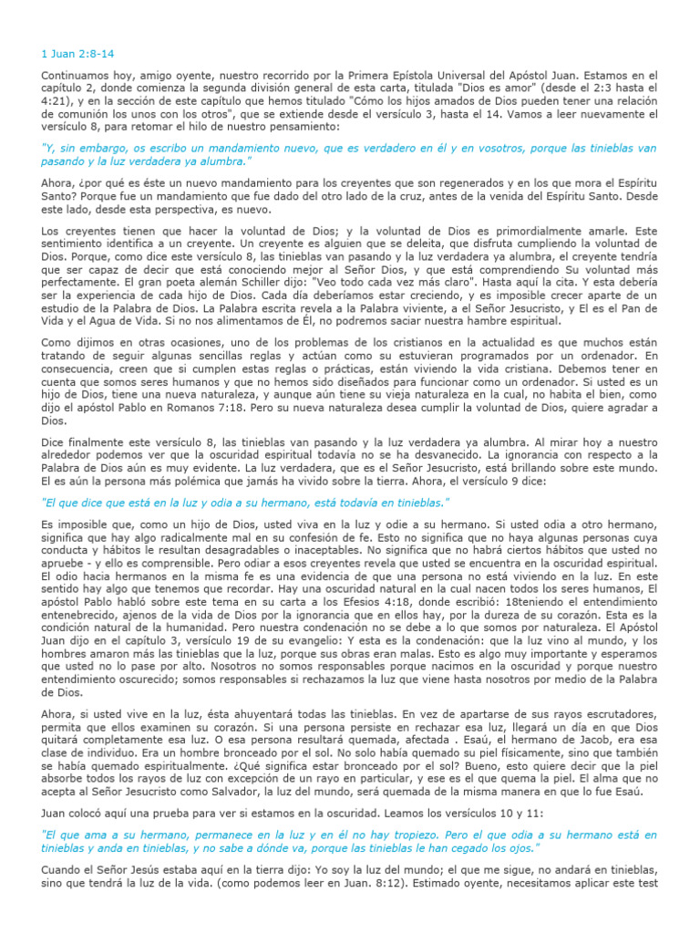 1 Juan 2 8-14 | PDF | David | Amor