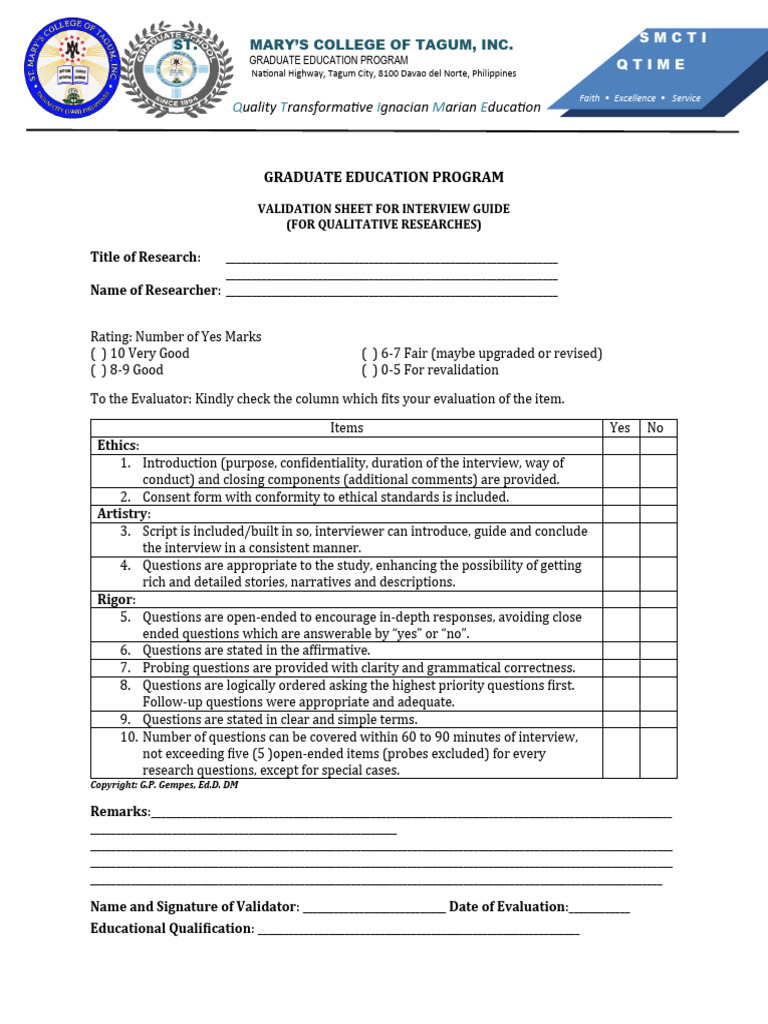 Validation Sheet Qualitative | PDF