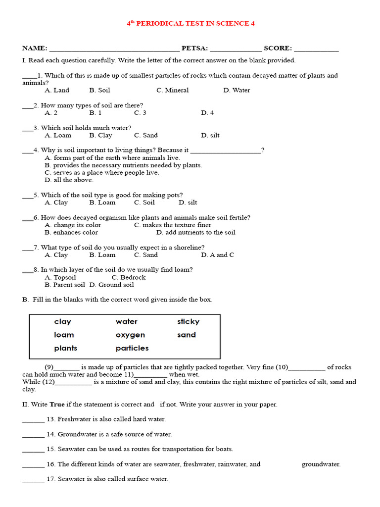 Q4 Science | PDF | Fresh Water | Soil