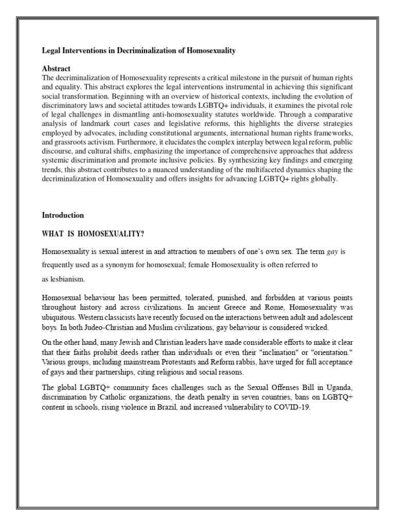 Legal Interventions in Decriminalization of Homosexualit1 | PDF ...