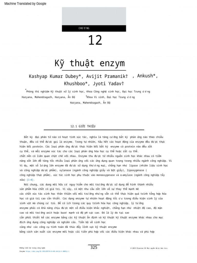Kỹ thuật enzym:, Ankush*, Kashyap Kumar Dubey*, Avijit Pramanik† Khushboo*, Jyoti Yadav† | PDF