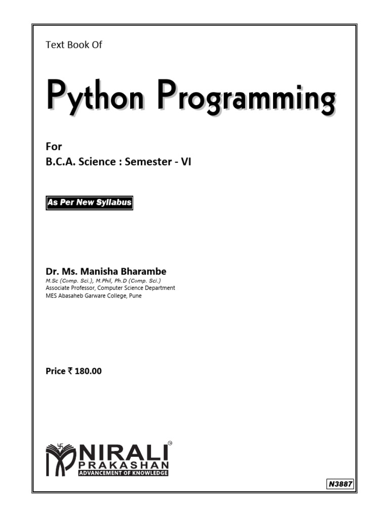 N3887 Python Programming Bca Science Sem 6 Pdf Scripting Language