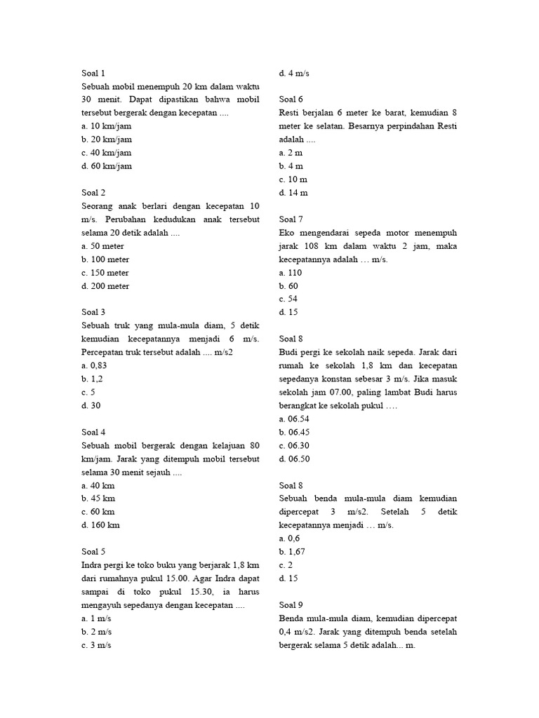 Soal Gaya Dan Gerak | PDF Soal Gaya Dan Gerak | PDF