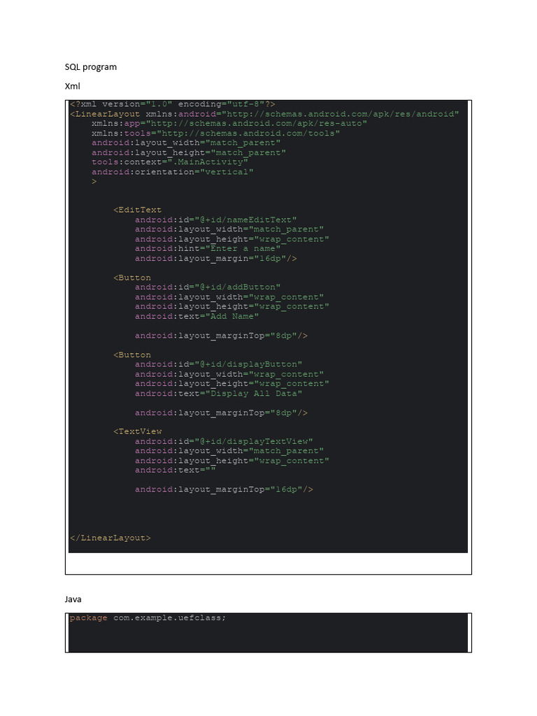 SQL Program Android | PDF | Android (Operating System) | String (Computer Science)