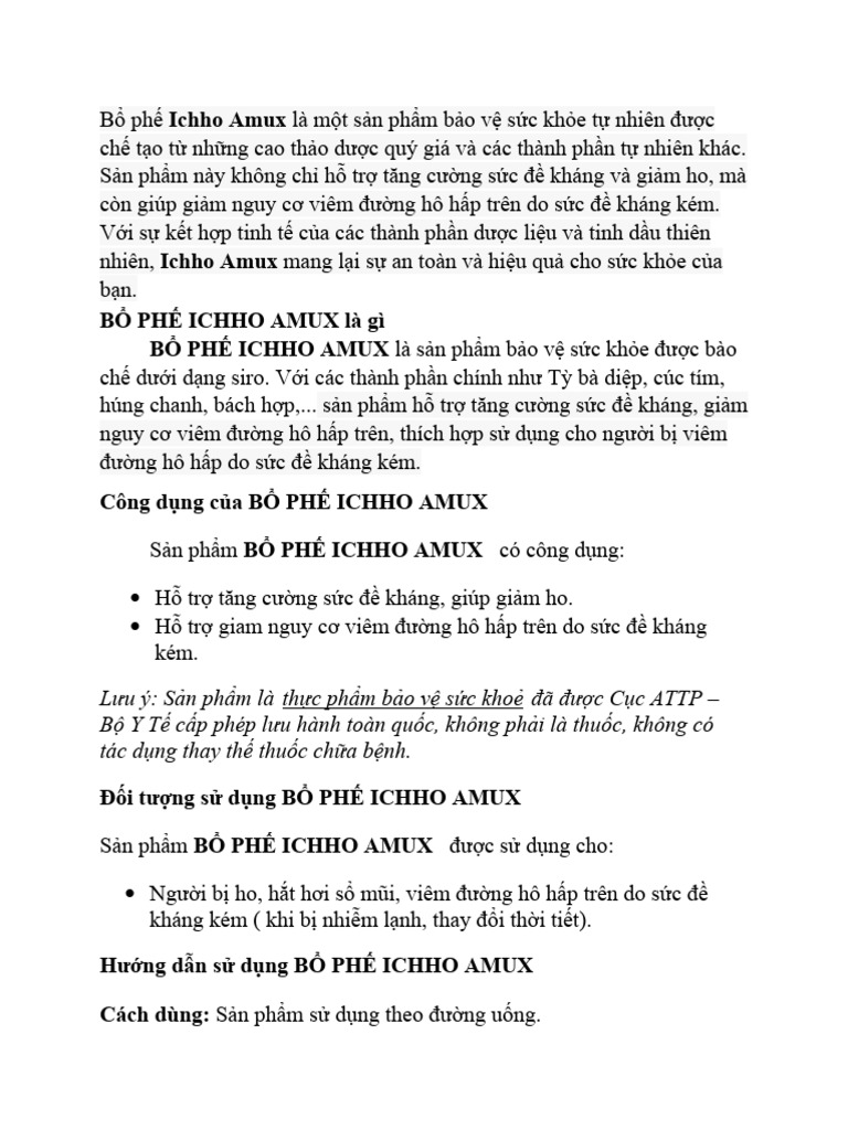 Bổ Phế Ichho Amux | PDF