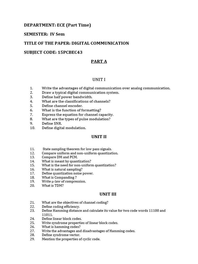 Sem4 - 15PCBEC43-Digital Communication | PDF | Computer Science | Computer Data
