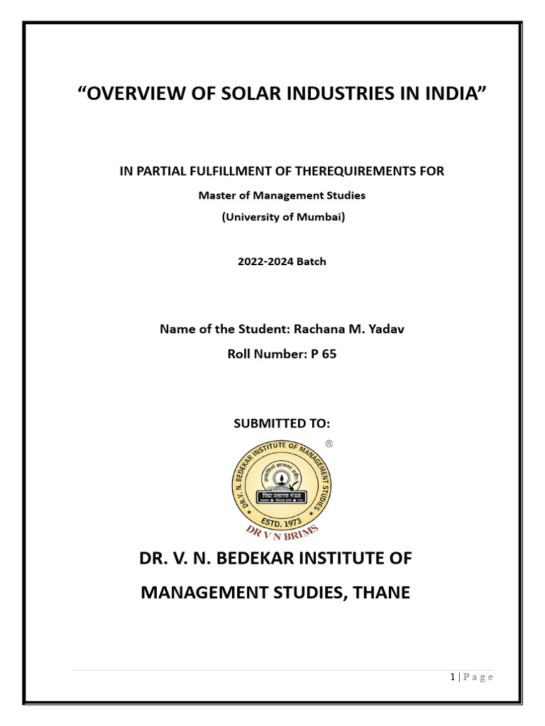 Rachana - Yadav - P65 09 10 23 Final Project | PDF | Solar Power ...
