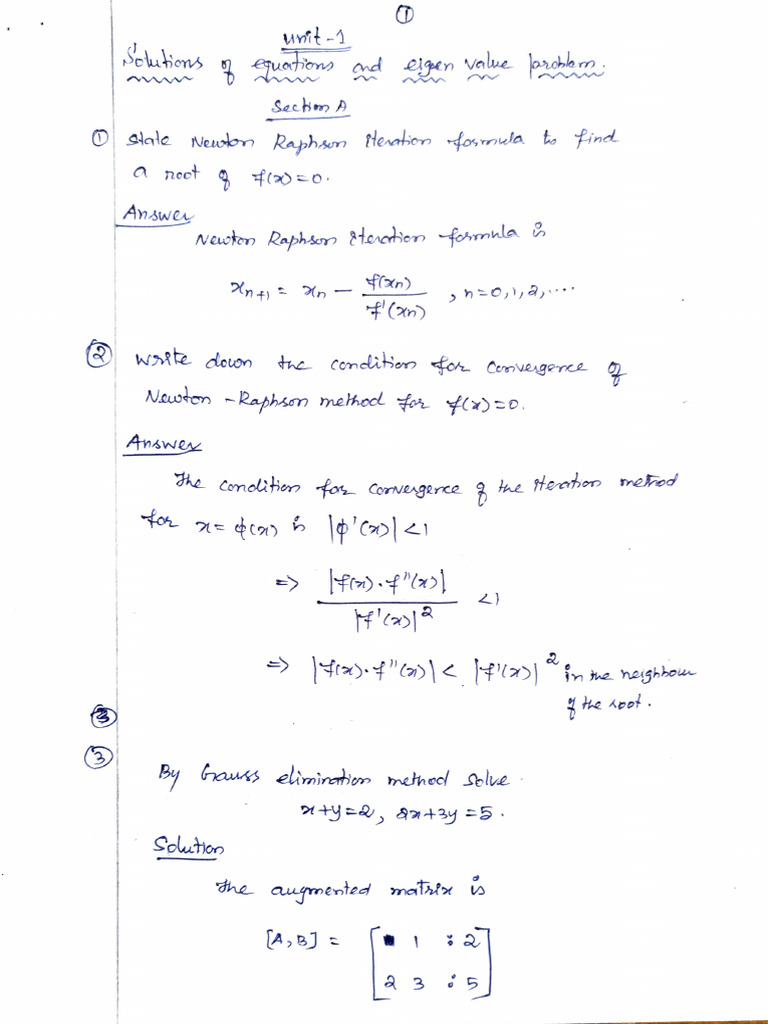Numerical Methods Unit-1,2,3,4&5-PT Notes | PDF