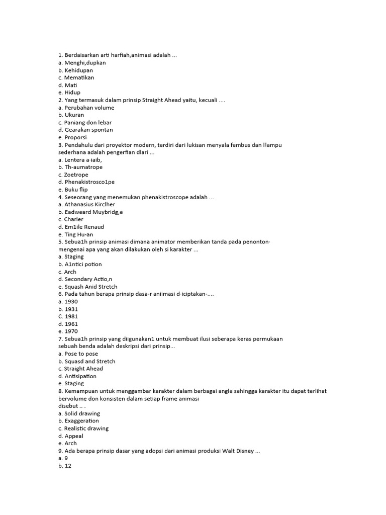 Soal Kelas XI Teknik Animasi 2D Dan 3D | PDF