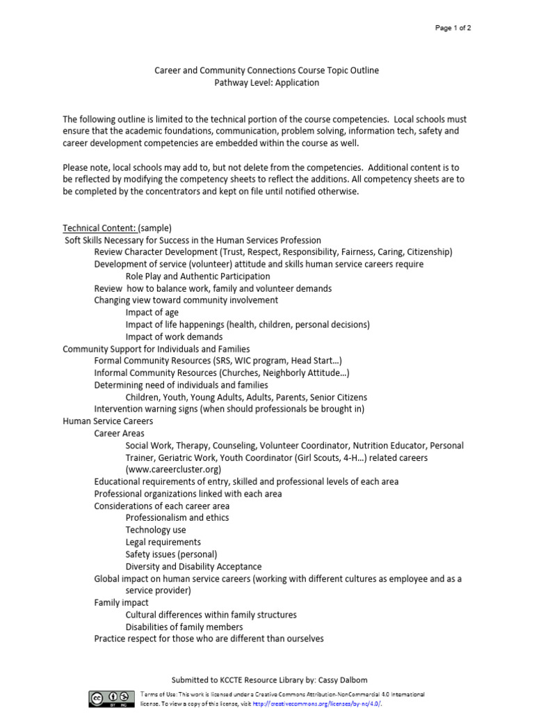 L1 HO CourseTopic Outline | PDF | Community | Disability