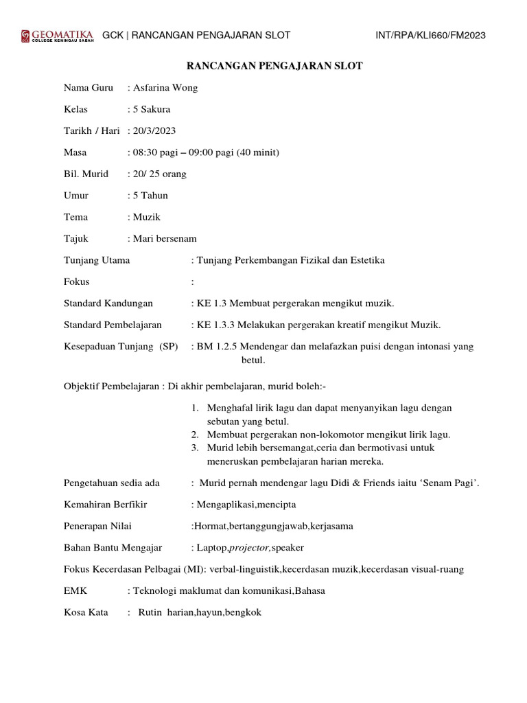 Template RPS 2 | PDF | Seni & Disiplin Bahasa