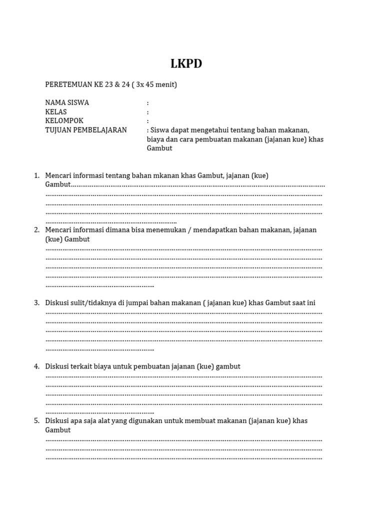 LKPD Bahan, Biaya, Cara Buat | PDF