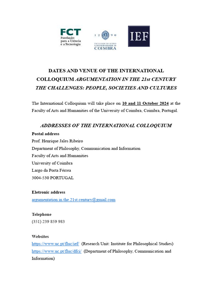 International Colloquium on Argumentation | PDF | Rhetoric ...