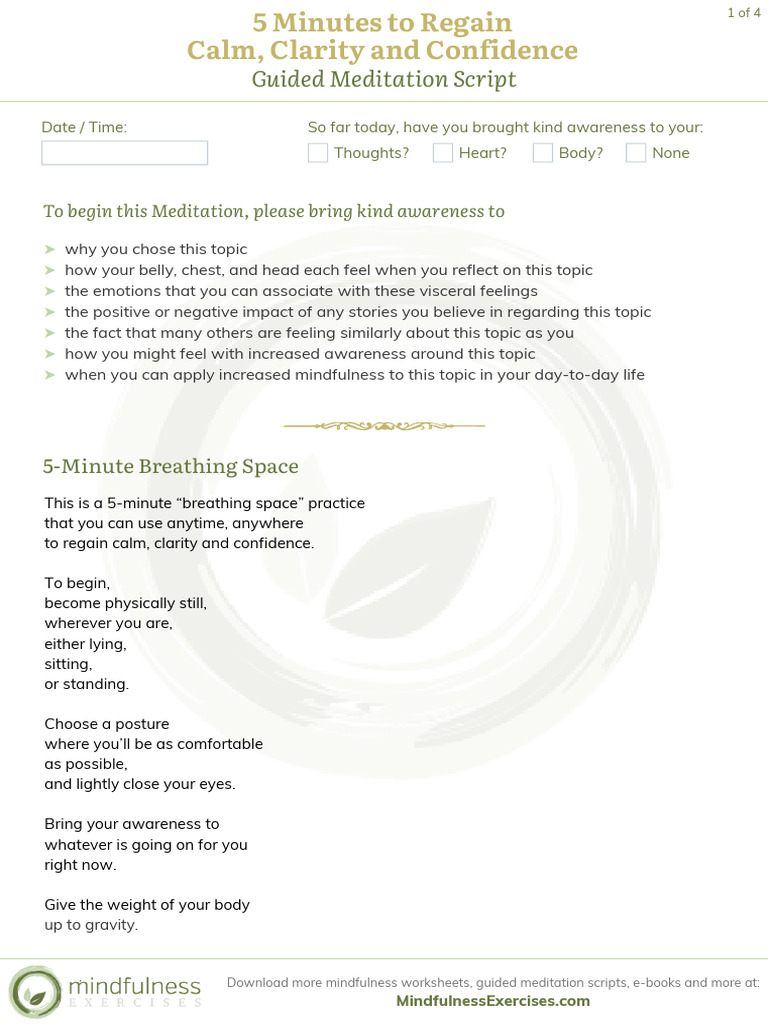 5 Minutes To Regain Calm Clarity and Confidence Guided Meditation ...