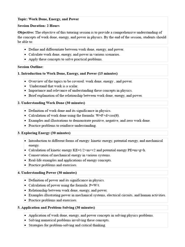 Work, Energy, and Power Overview | PDF | Force | Potential Energy