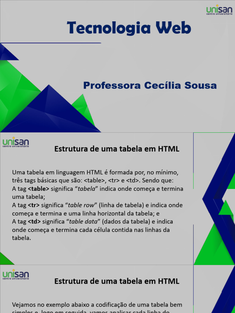 04 - Criando Tabelas em HTML | PDF | Html | Tabela (banco de dados)