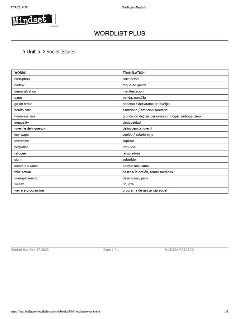 Unit5 Vocabulary Socialissues | PDF