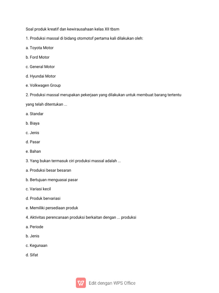 Soal Kelas 12 TBSM-WPS Office | PDF
