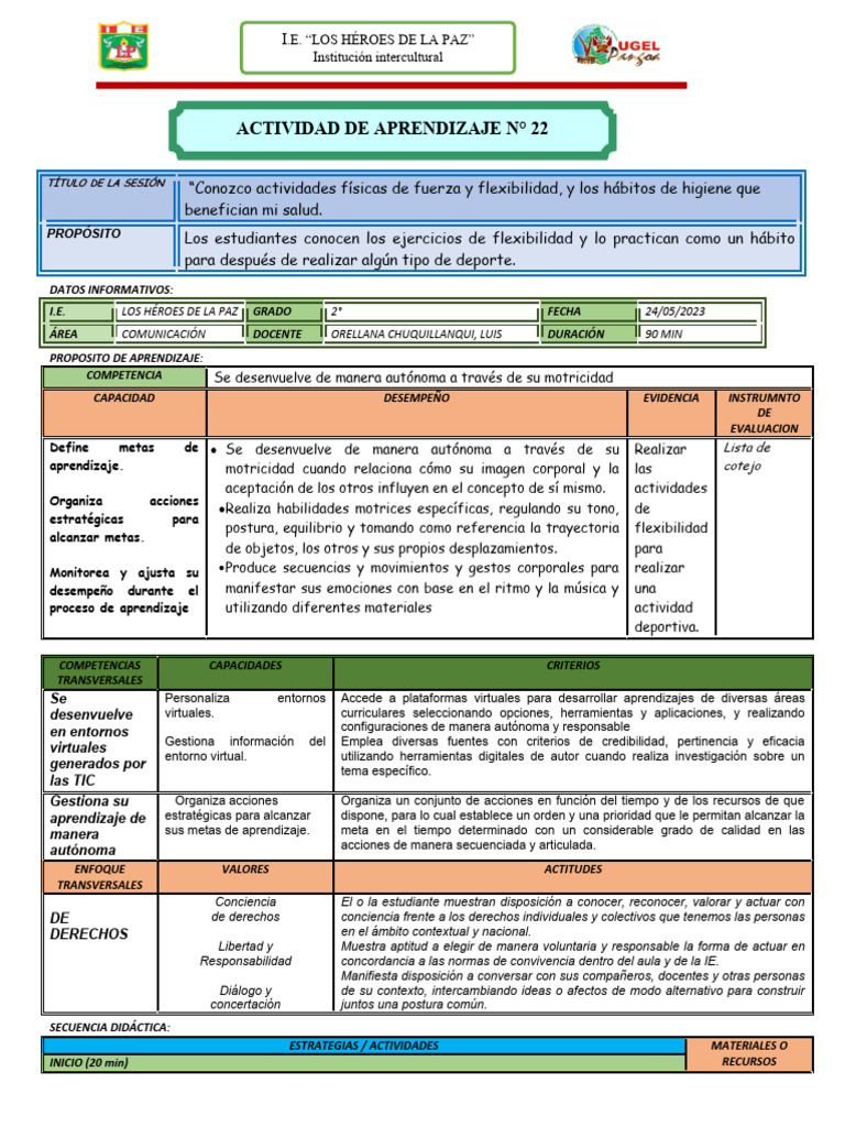 3 Sesion de Aprendizaje 2 | PDF | Maestros | Aprendizaje