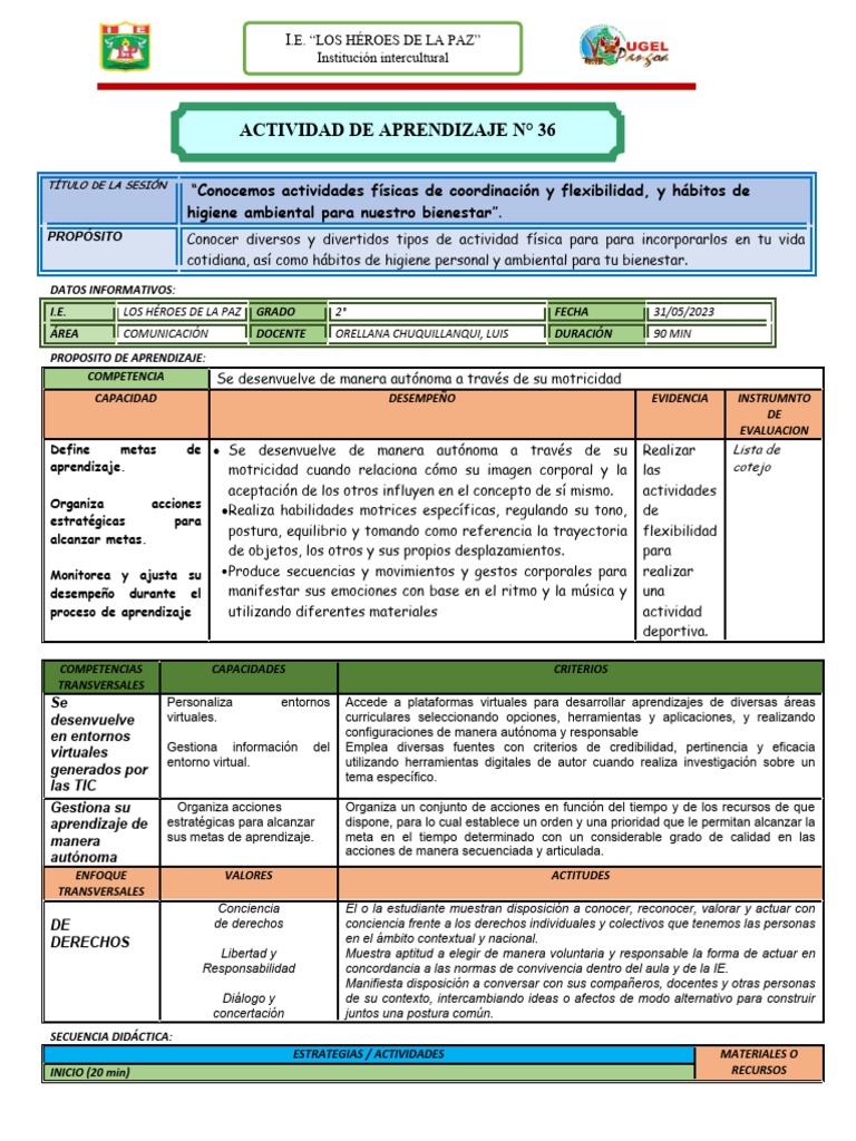 3 Sesion de Aprendizaje 3 | PDF | Aprendizaje | Maestros