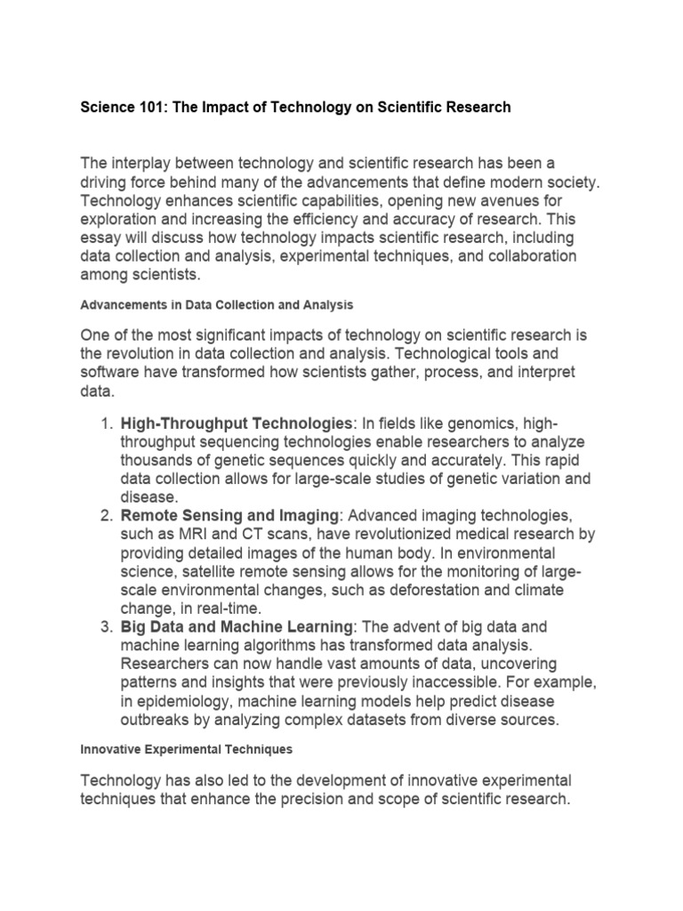 Technology's Role in Scientific Research | PDF | Data | Science
