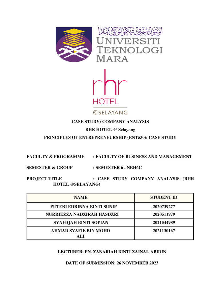 4c. Case Study Sample - RHR Hotel - Oct 2023 - BMC Analysis Should Come ...