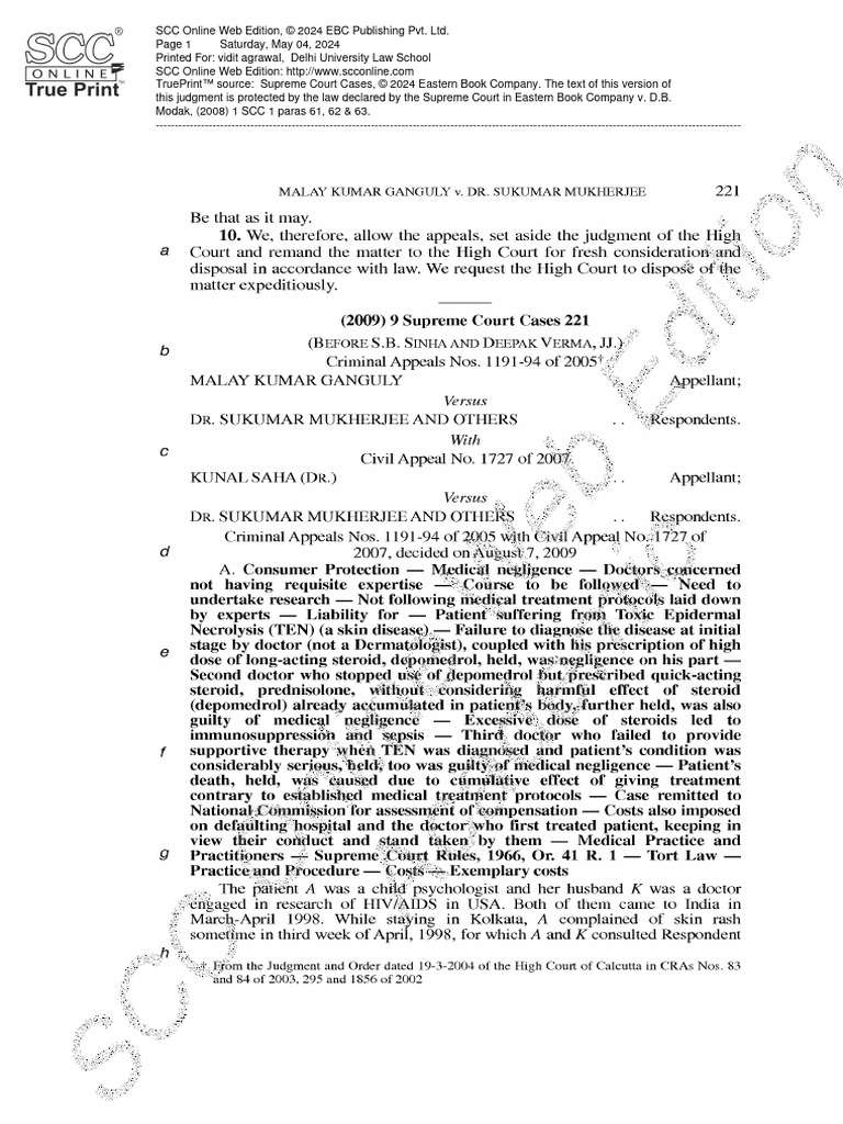 Malay Kumar Gangulay v. Dr. Sukumar Mukherjee | PDF | Supreme Court Of India | Judiciaries