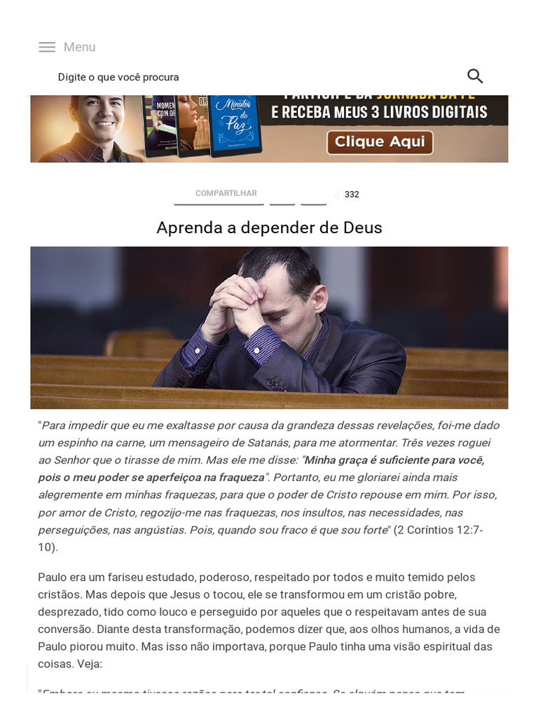 Aprenda a Depender de Deus | PDF | Jesus | Oração