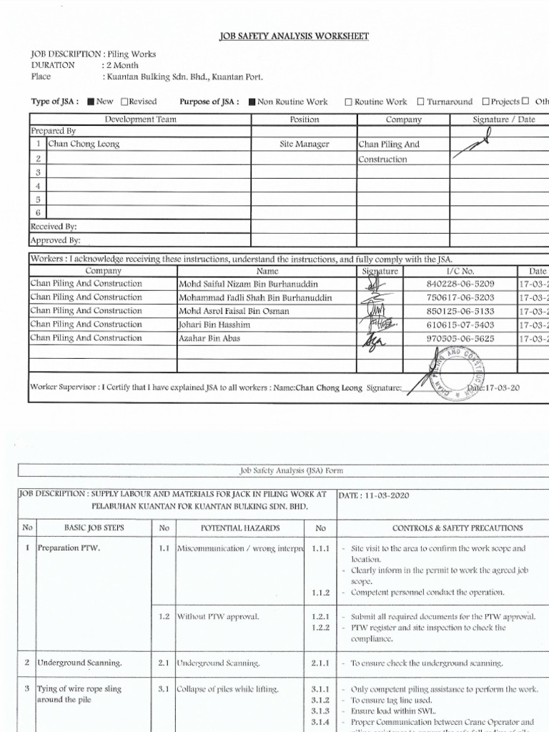 Piling Work PP JHA | PDF