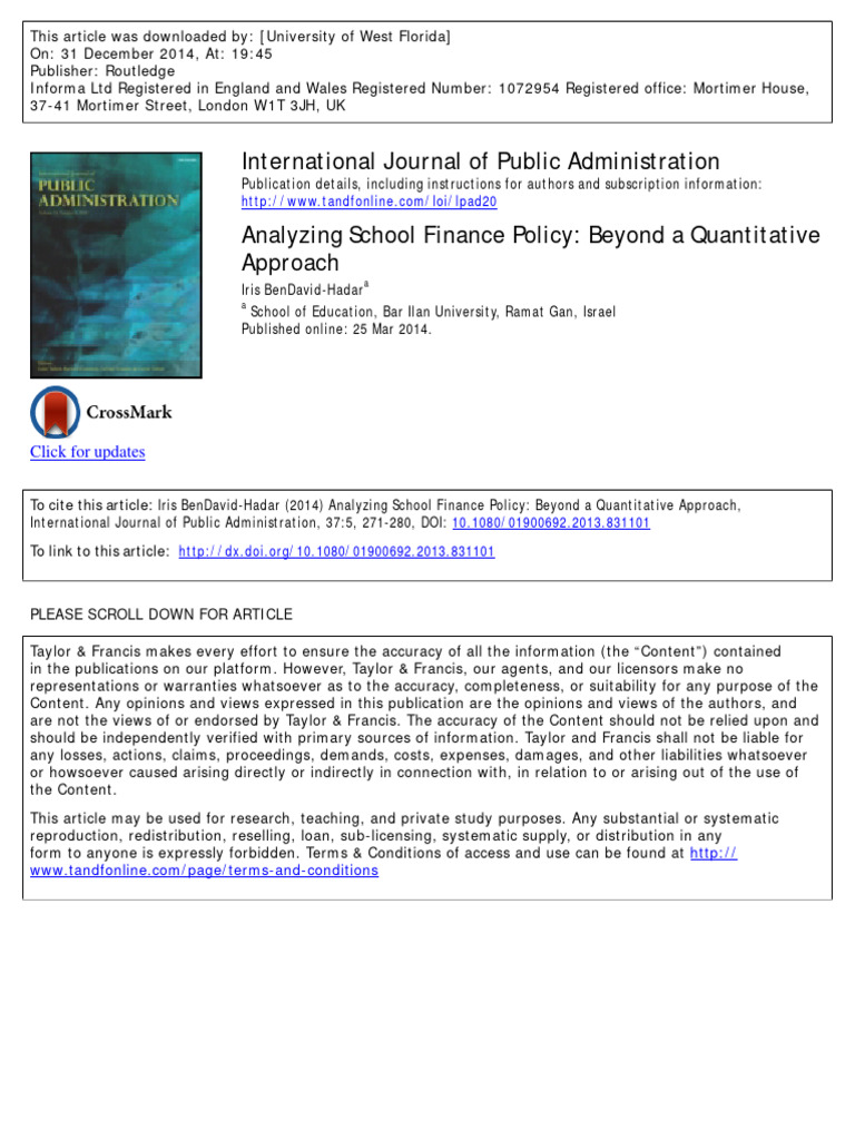 Analyzing School Finance Policy Beyond A Quantitative Approach | PDF ...