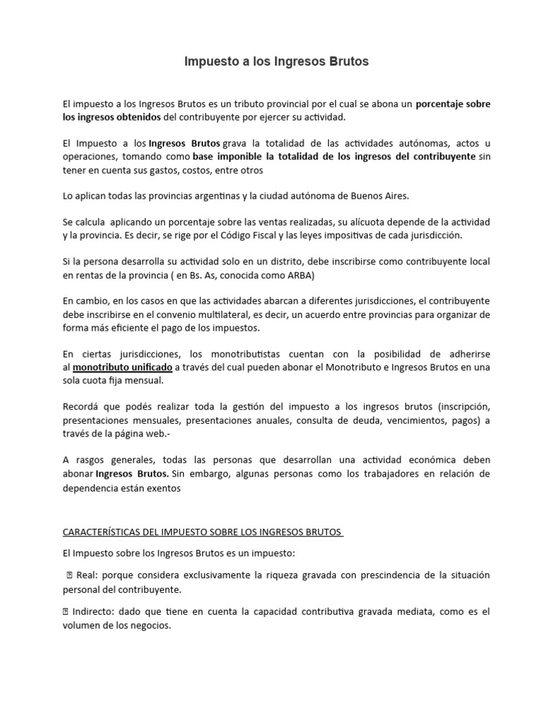 Impuesto a los Ingresos Brutos | PDF | Impuestos | Economias