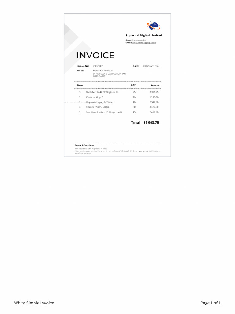 White Simple Invoice | PDF