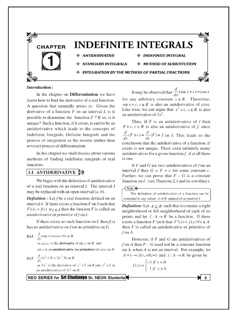16) Indefinite Integrals | PDF