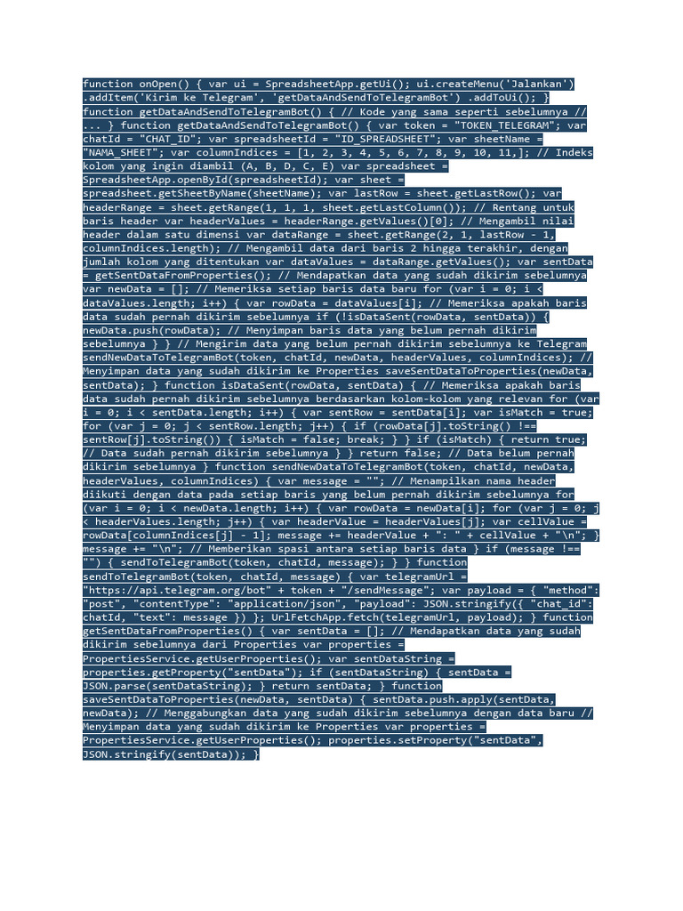 Script Untuk Memindahkan Data Dari Spreadsheet Ke Dalam Telegram-1 | PDF | Metode & Bahan Ajar
