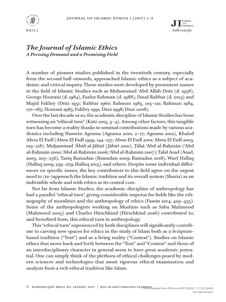 (24685542 - Journal of Islamic Ethics) The Journal of Islamic Ethics ...