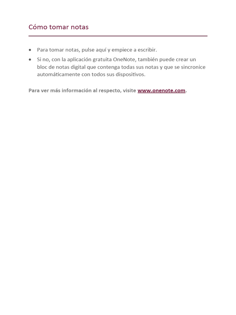 Cómo tomar notas con OneNote | PDF