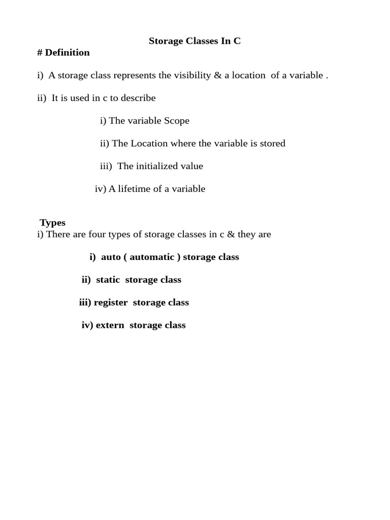 Storage Class | Download Free PDF | Scope (Computer Science) | Computer Programming