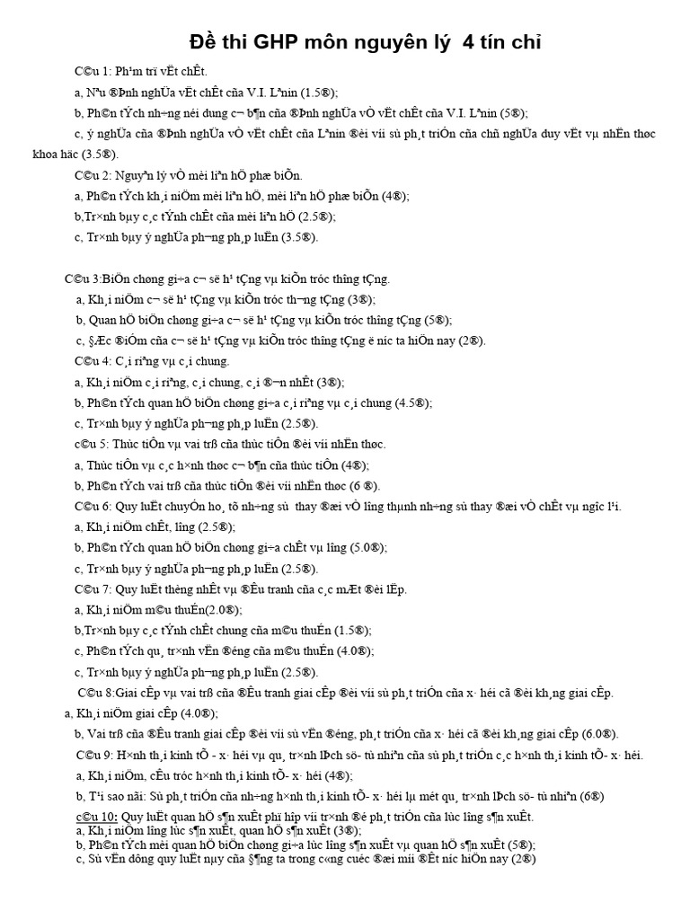 Đề Thi Ghp + Kthp Môn Nguyên Lý Dành Cho Hệ Cao Đẳng Liên Thông | PDF