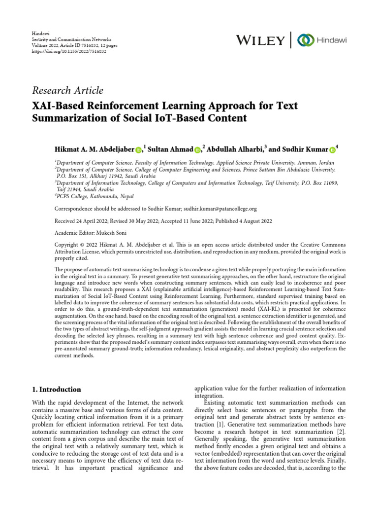 Research Article Xai Based Reinforcement Learning Approach For Text