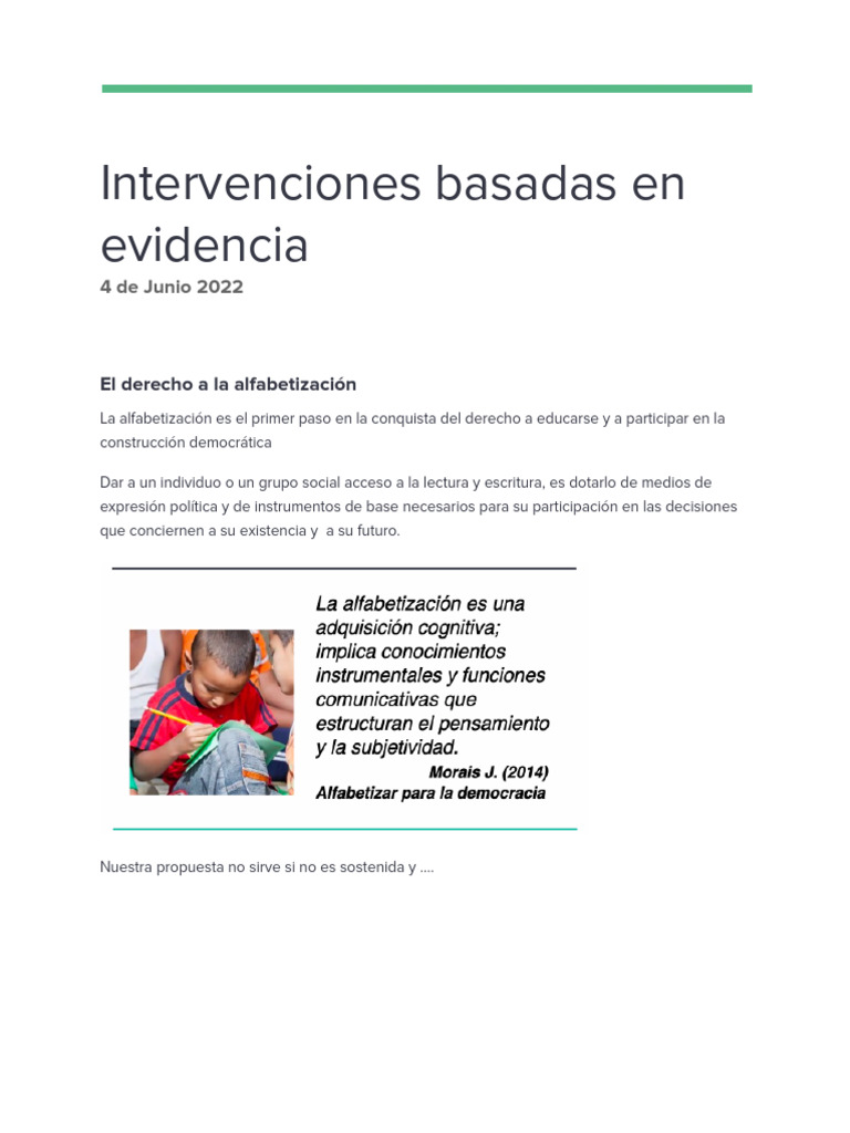 Intervenciones Basadas en Evidencia | PDF | Dislexia | Sicología