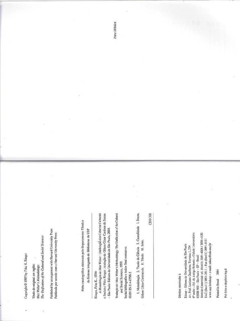Fritz Ringer Aspectos Do Campo Intelectual de Max Weber in Metodologia de Max Weber PDF Free | PDF